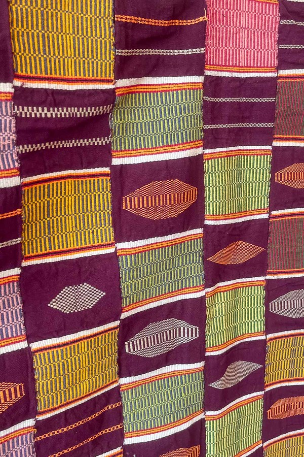 100% Silk BURGUNDY TEXTILE WITH MULTI WOVEN GRIDS | Garmentory