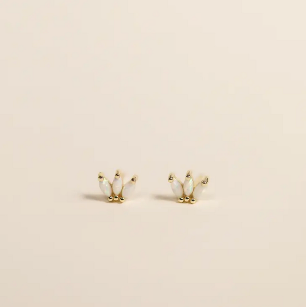 JaxKelly Opal Crown Studs - Gold/Green | Garmentory