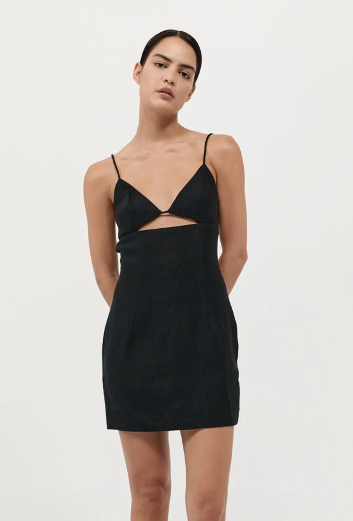 St. Agni Linen Bra Mini Dress - Black | Garmentory