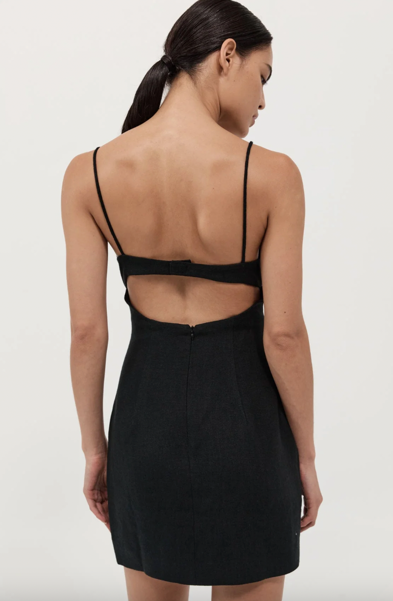 St. Agni Linen Bra Mini Dress - Black | Garmentory