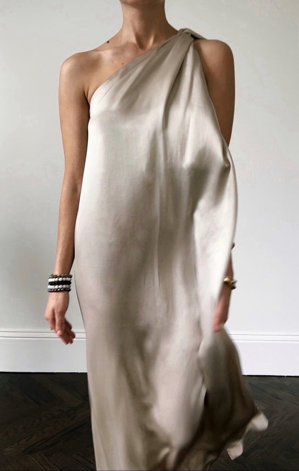 EKD Paix Sand Washed Silk Dress - Oyster | Garmentory