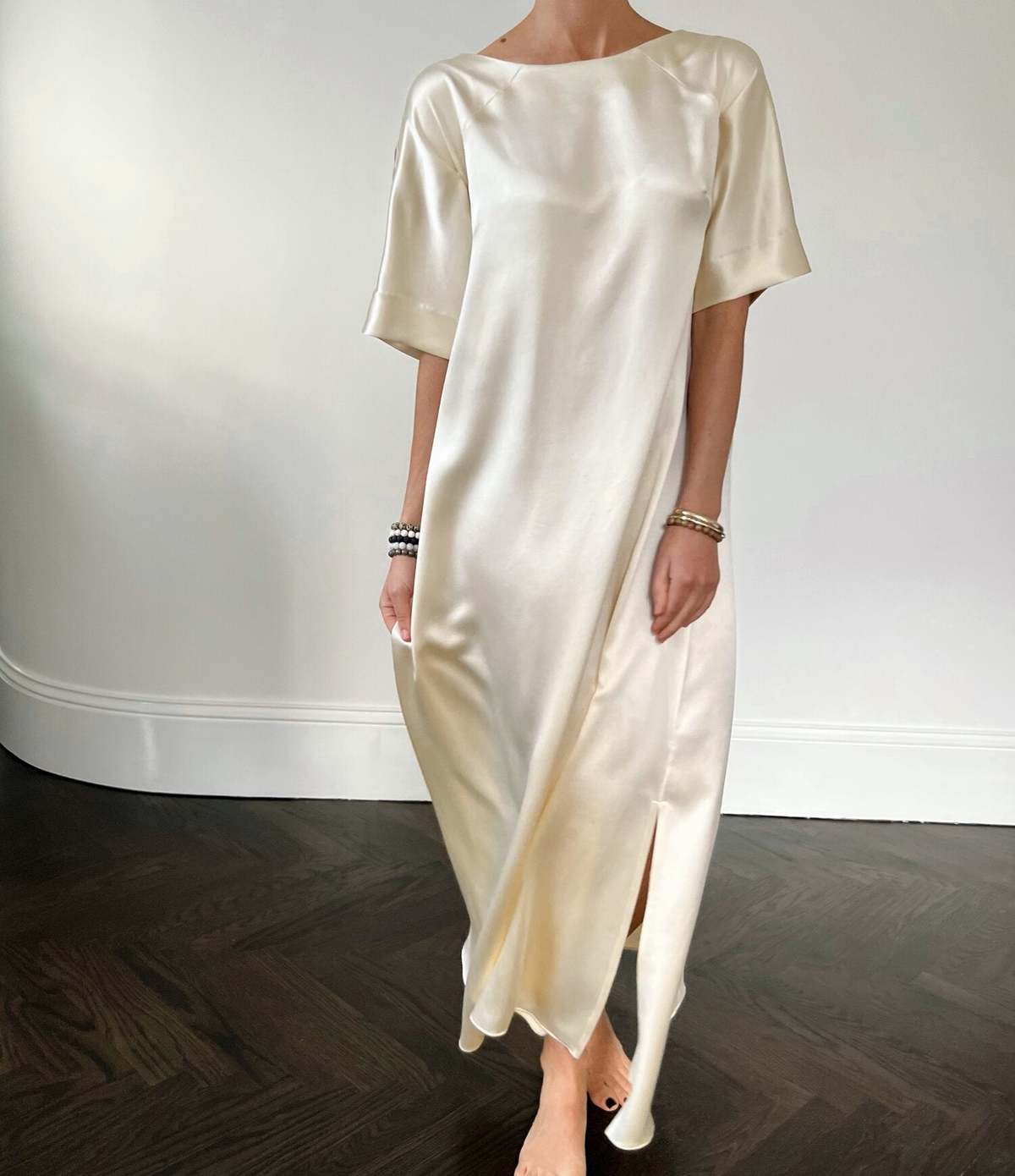 EKD Milie Crepe Back Satin Dress - Butter | Garmentory