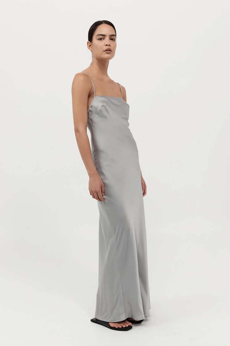 St. Agni Low Back Slip Dress - Grey | Garmentory