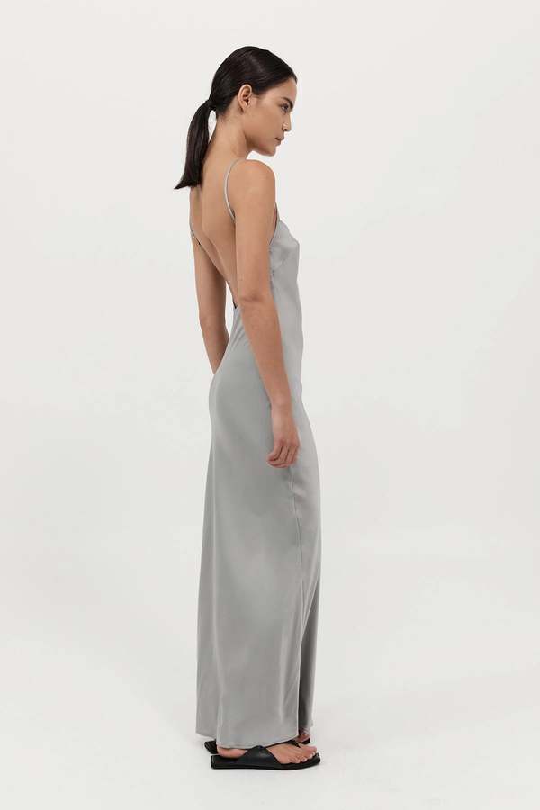 St. Agni Low Back Slip Dress - Grey | Garmentory
