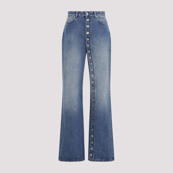 Jean Paul Gaultier One Leg Buttons Detail Jeans - Vintage Blue | Garmentory