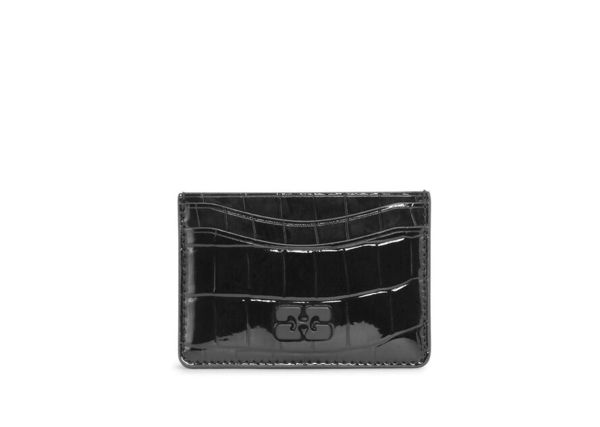 Ganni Bou Card holder - Black Croco | Garmentory