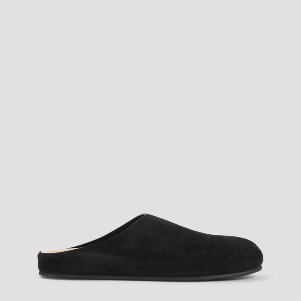 The Row Hugo Slide Slippers - Black | Garmentory