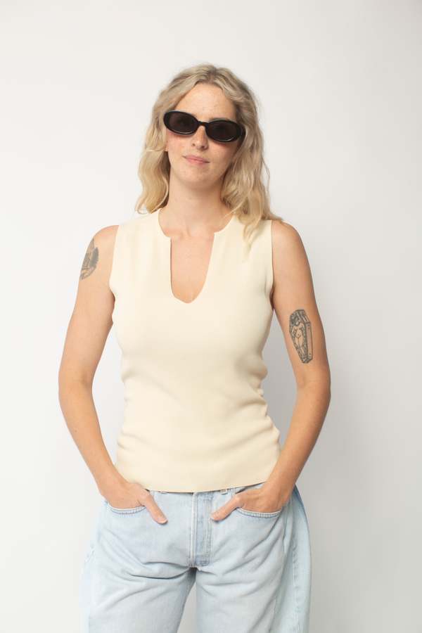 V-Cut Out Knit Tank | Garmentory