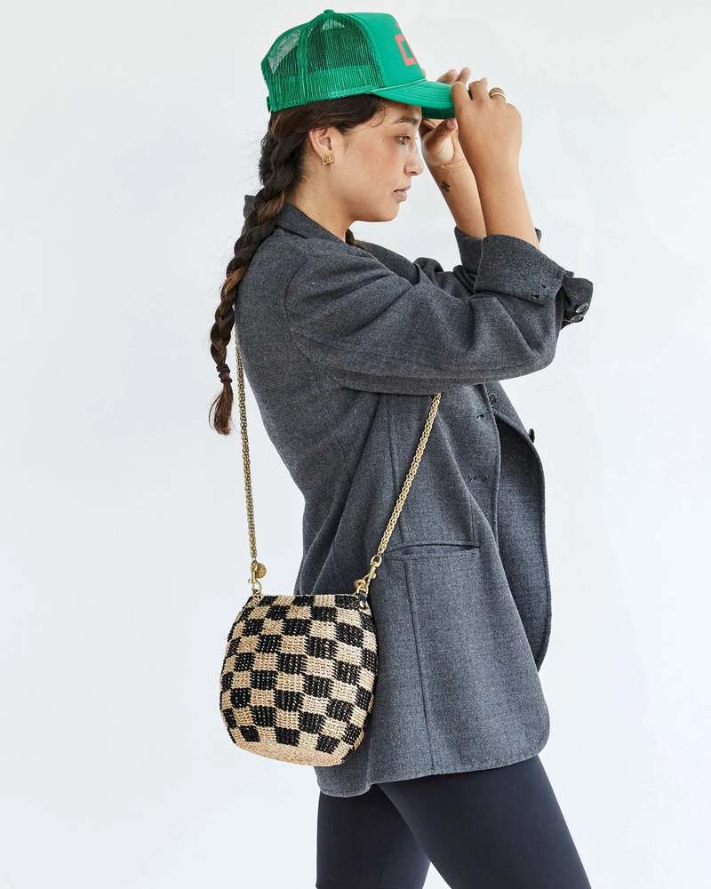 Clare V. Pot de Miel - Abaca Checker Black/Natural | Garmentory
