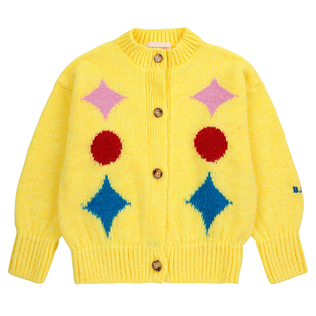 Kids Bobo Choses Sparkles Intarsia Cardigan - Yellow | Garmentory