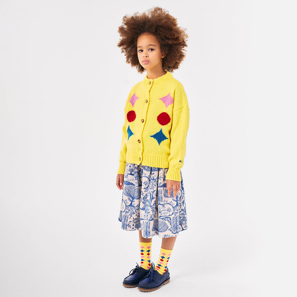 Kids Bobo Choses Sparkles Intarsia Cardigan - Yellow | Garmentory
