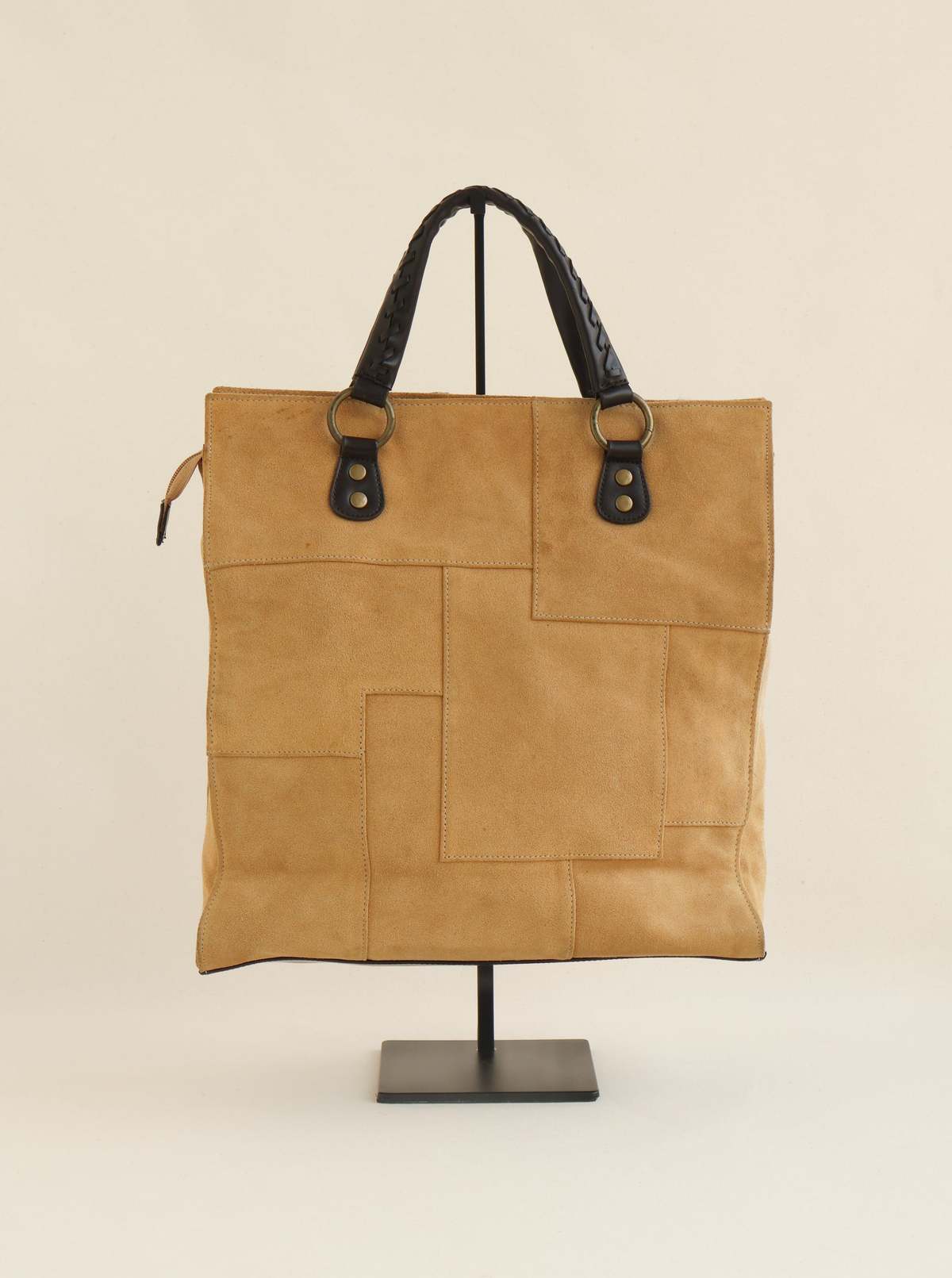 Vintage Suede Patchwork Tote - Tan | Garmentory