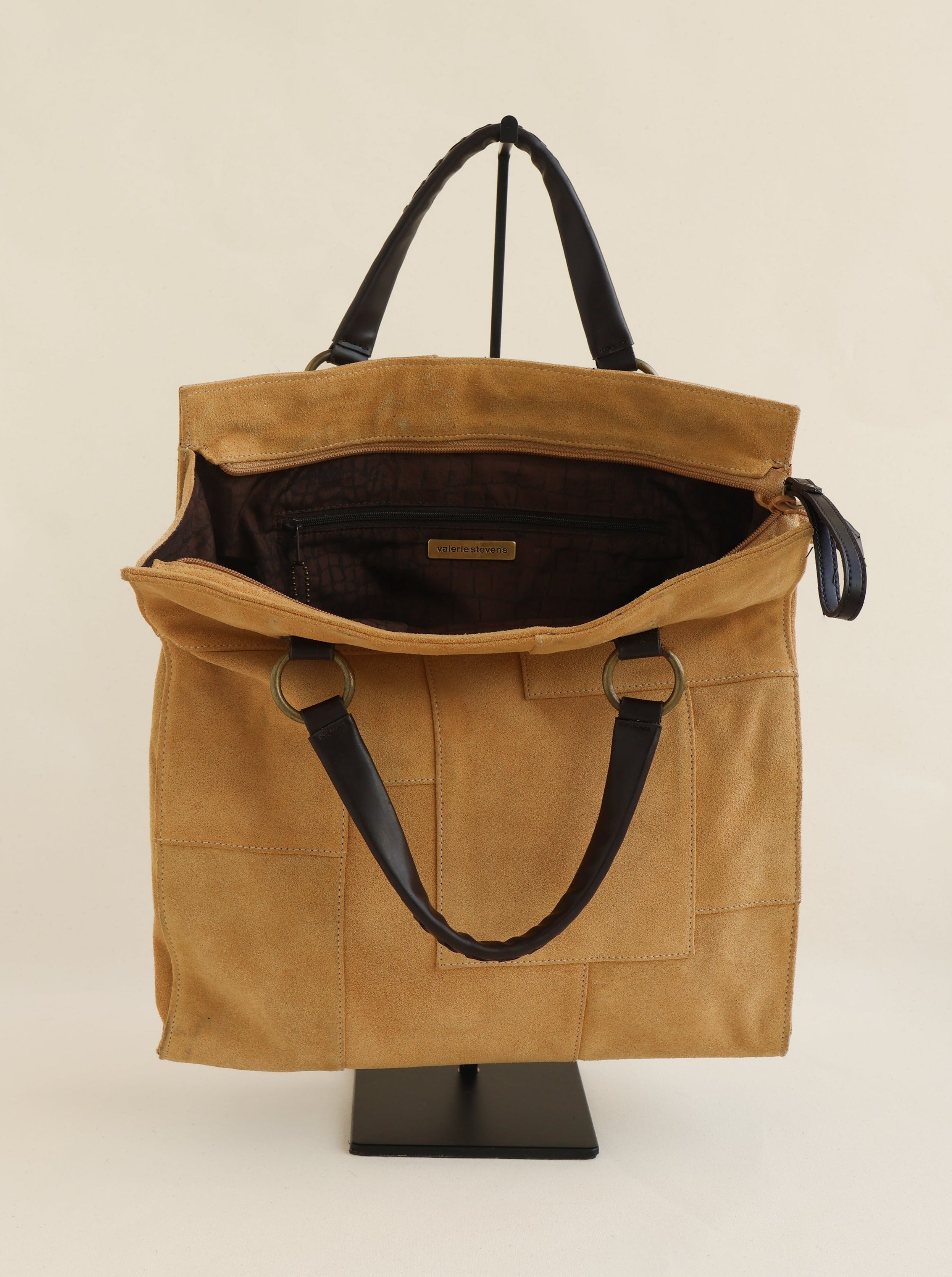 Vintage Suede Patchwork Tote - Tan | Garmentory