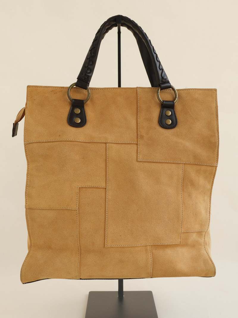 Vintage Suede Patchwork Tote - Tan | Garmentory