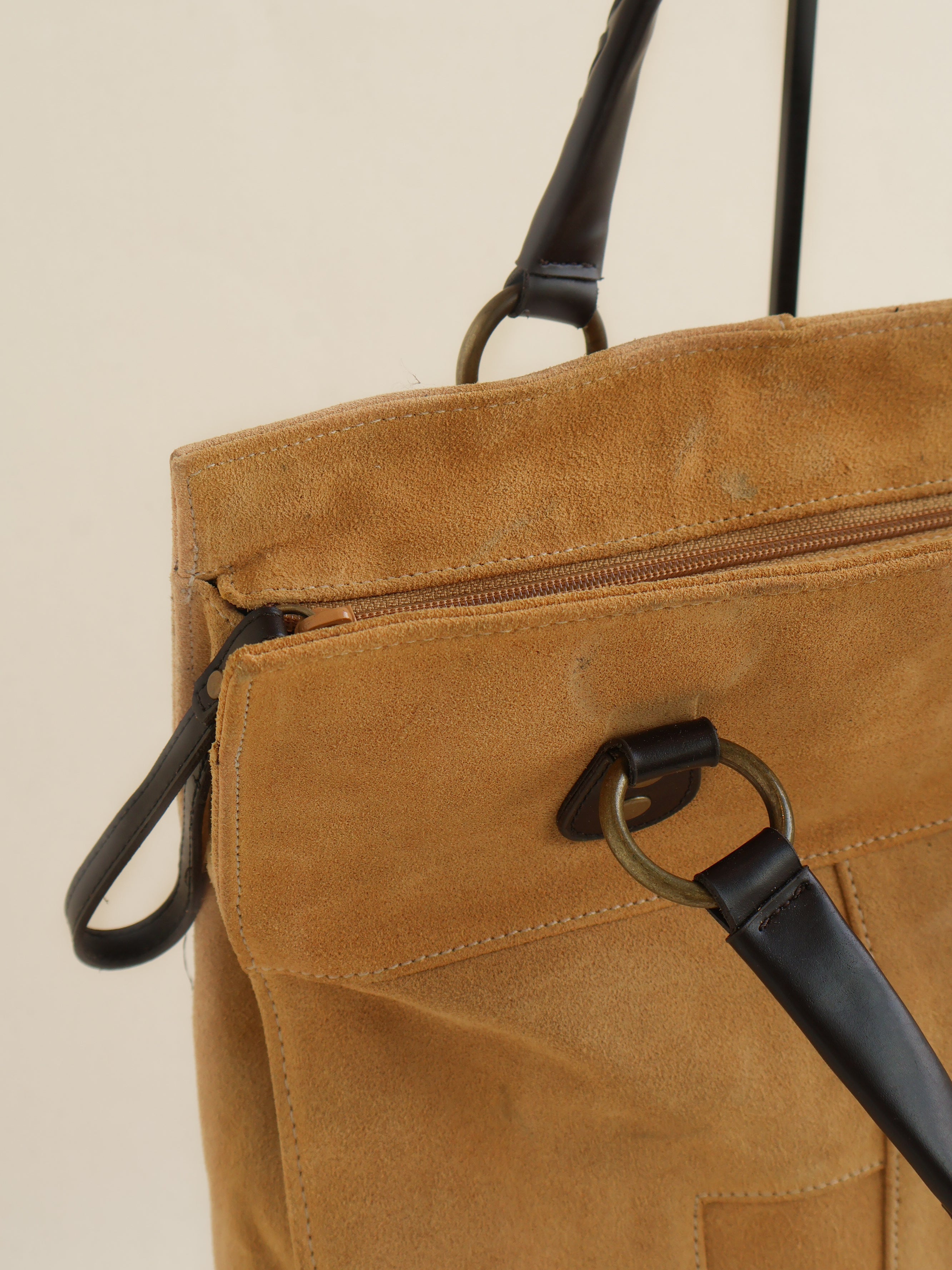 Vintage Suede Patchwork Tote - Tan | Garmentory