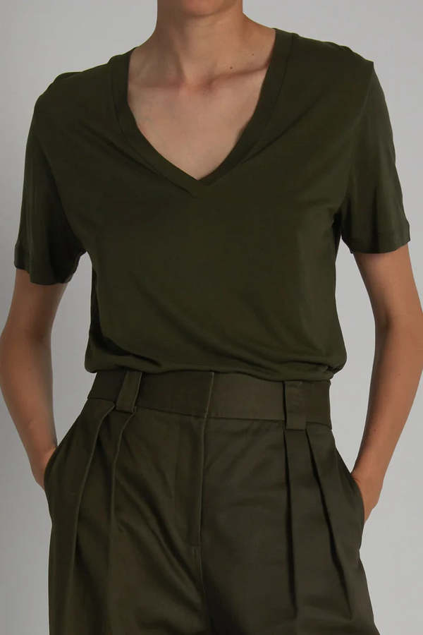 Saint Art New York Beck V-Neck Jersey Tee - Olive | Garmentory