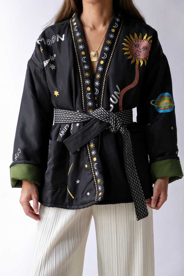 Monoki Karma Silk Kimono - Black | Garmentory