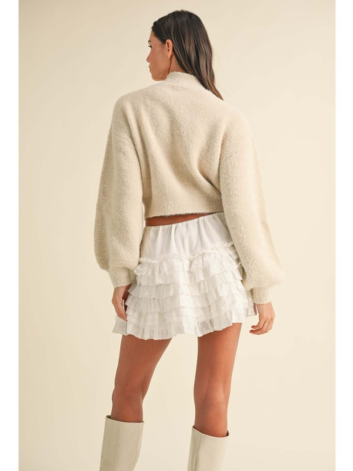 Mable Bari Ruffle Mini Skirt In Off White | Garmentory