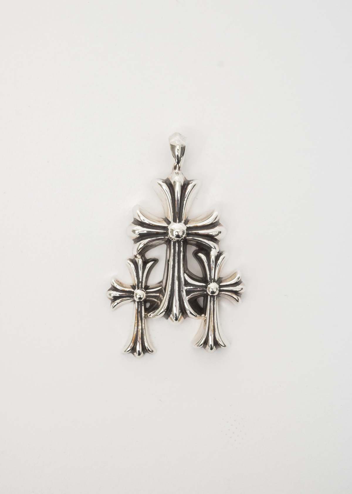 chrome hearts Triple Baby Fat Cross Pendant - Silver | Garmentory