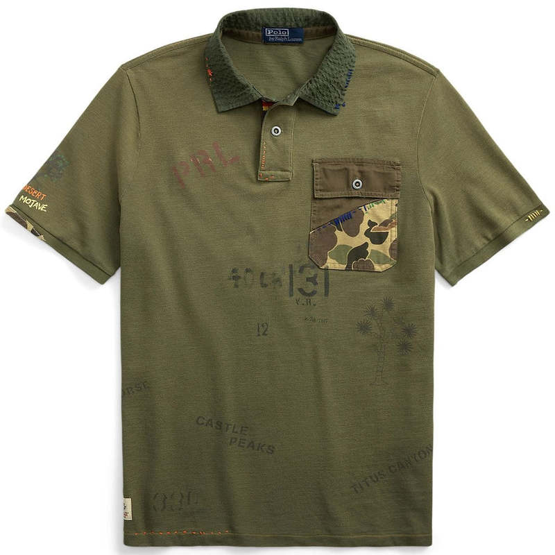 Polo Ralph Lauren Classic Fit Mesh Graphic Polo Shirt - Olive | Garmentory