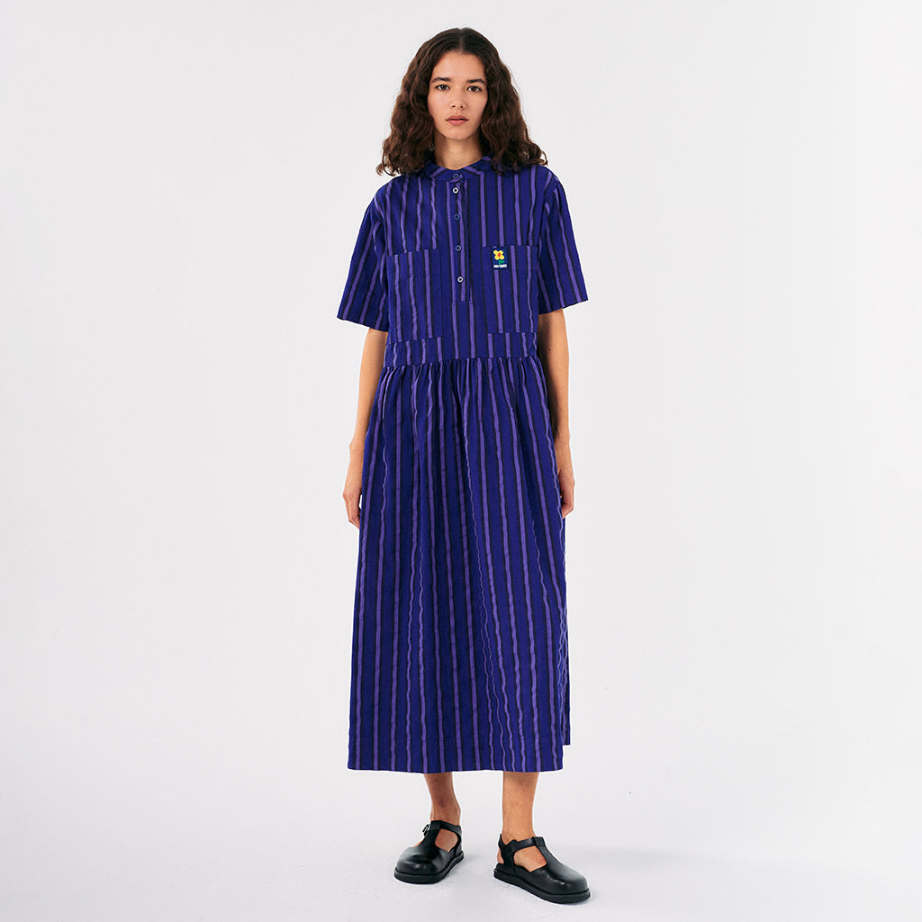 Bobo Choses Woman Loose Fit Dress - Blue Stripes | Garmentory
