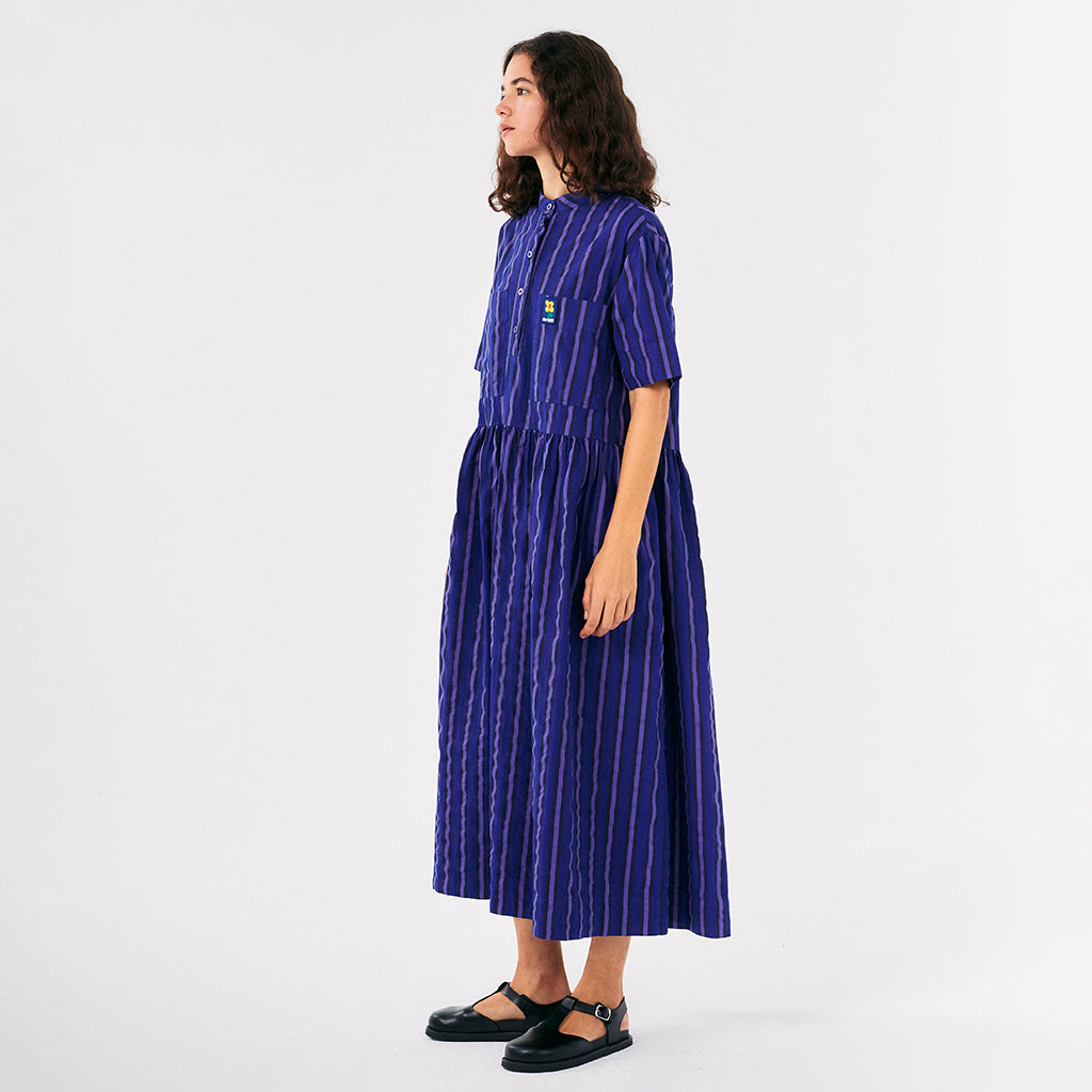 Bobo Choses Woman Loose Fit Dress - Blue Stripes | Garmentory