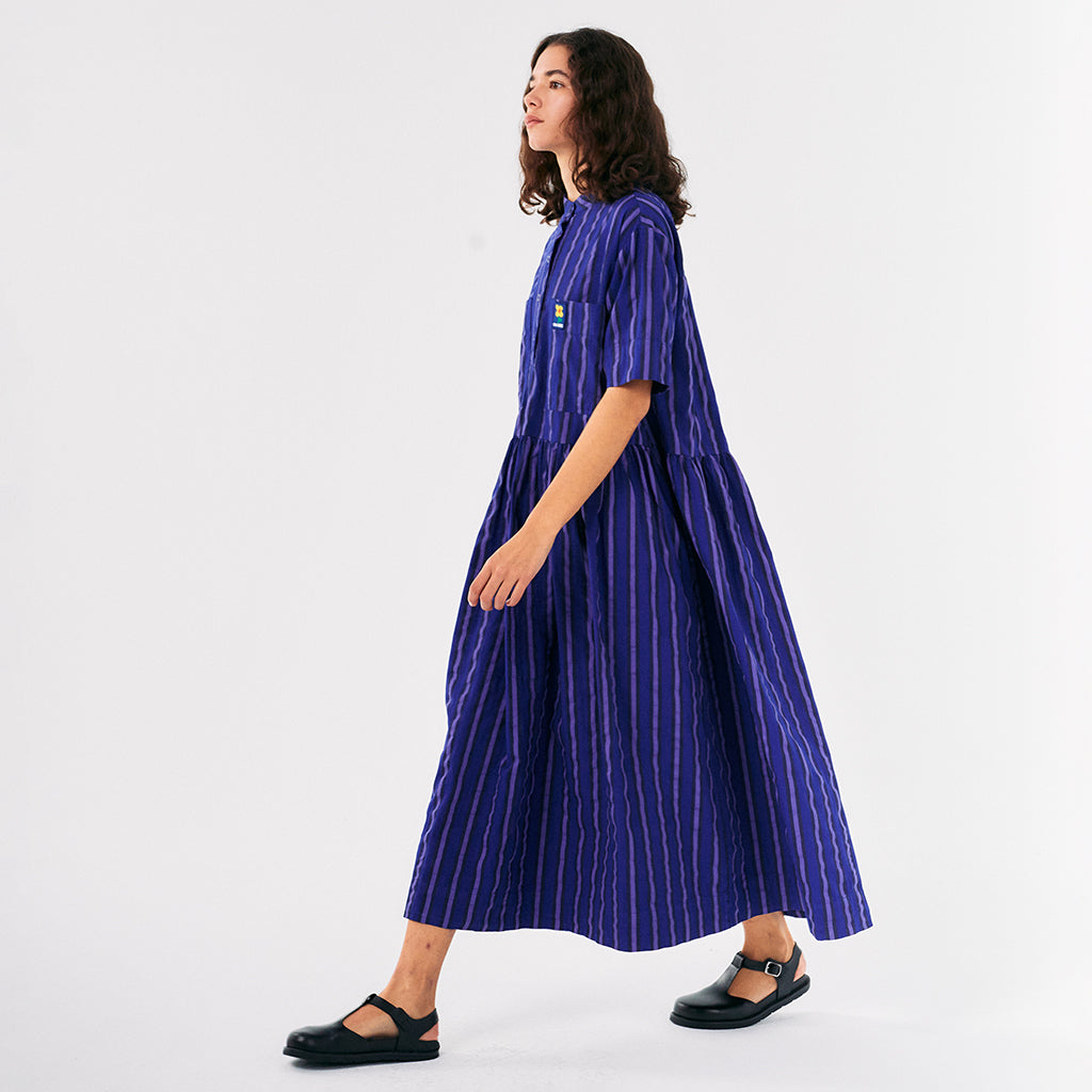 Bobo Choses Woman Loose Fit Dress - Blue Stripes | Garmentory