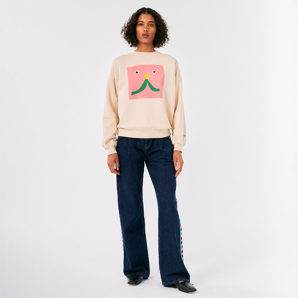Bobo Choses Woman Abstract Cat Smile Sweatshirt - Print Cream | Garmentory