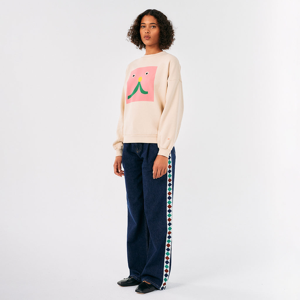 Bobo Choses Woman Abstract Cat Smile Sweatshirt - Print Cream | Garmentory