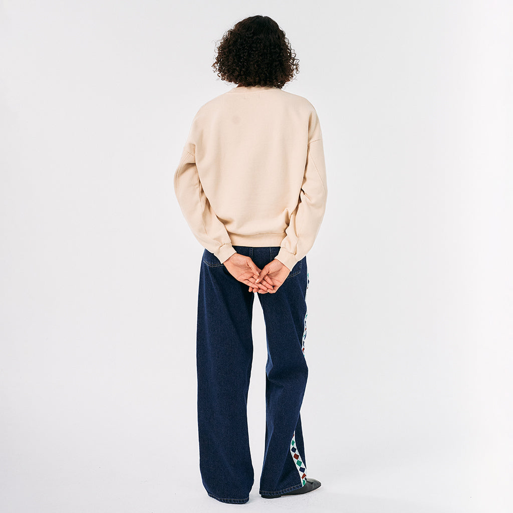 Bobo Choses Woman Abstract Cat Smile Sweatshirt - Print Cream | Garmentory