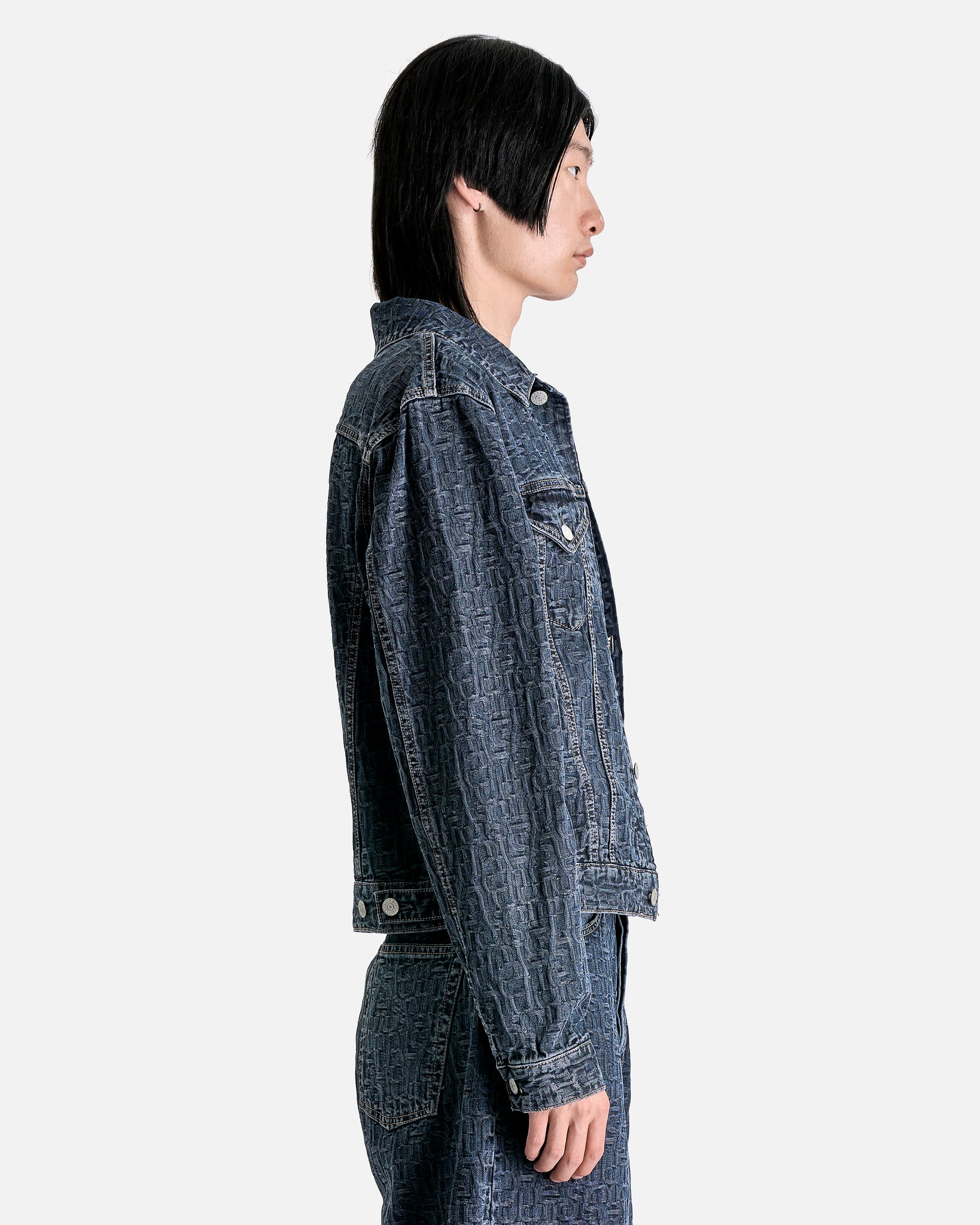 Acne Studios Rye Monogram Denim Jacket - Blue/Black | Garmentory