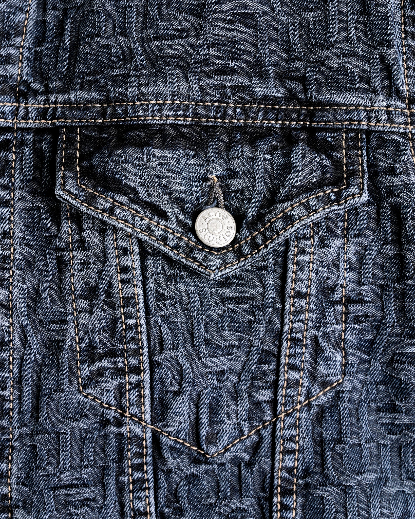 Acne Studios Rye Monogram Denim Jacket - Blue/Black | Garmentory