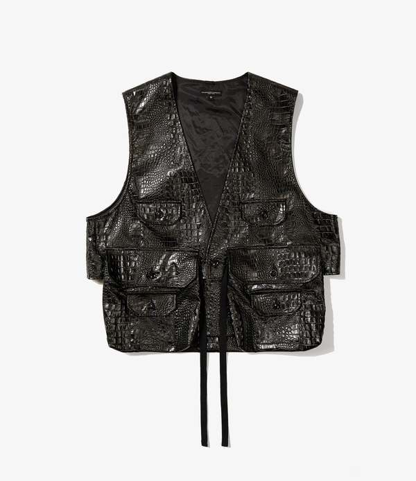Engineered Garments Alligator Embossed Fake Leather Fowl Vest - Black ...