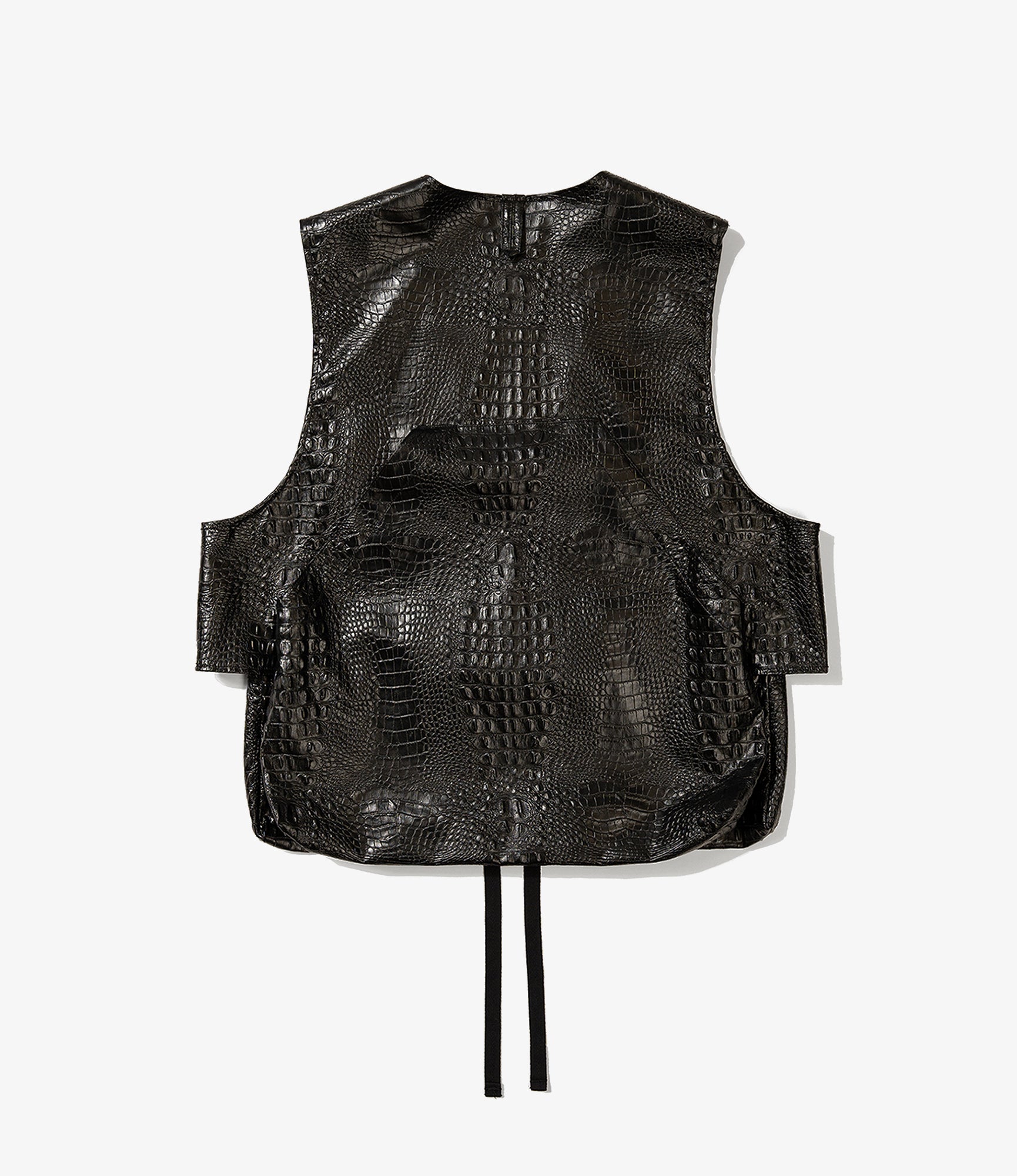 Engineered Garments Alligator Embossed Fake Leather Fowl Vest - Black ...