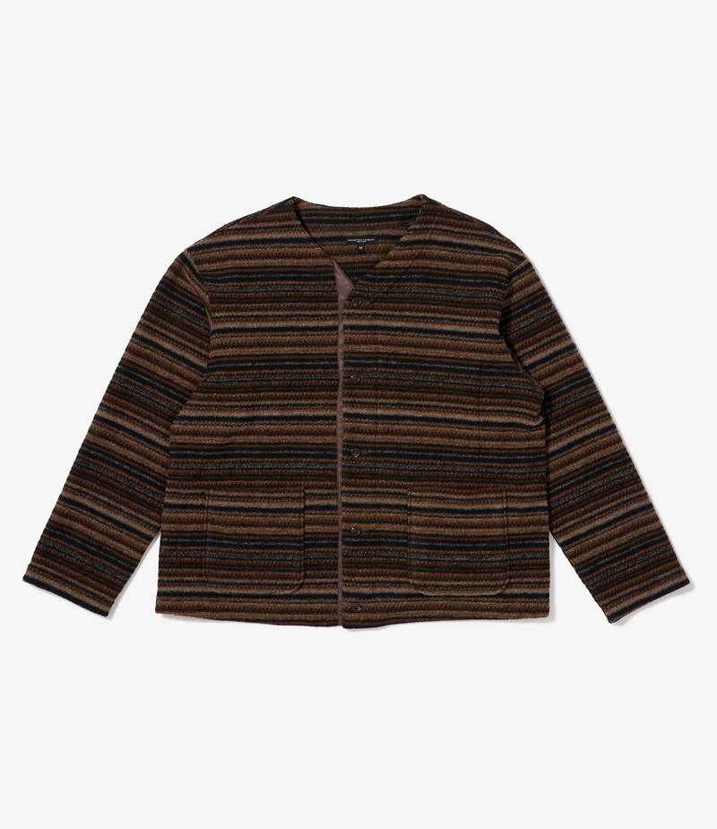Engineered Garments Knit Cardigan - Brown Fair Isle Stripe | Garmentory
