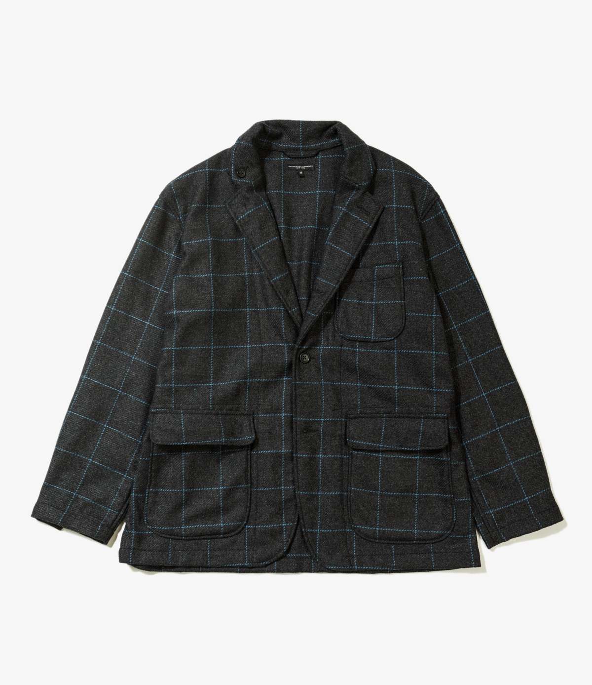 Engineered Garments Wool Poly Windowpane Loiter Jacket - Charcoal/Light ...