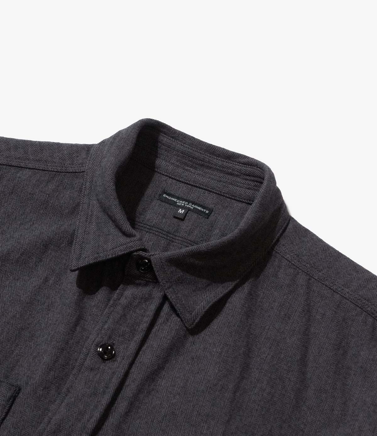 Engineered Garments Cotton Herringbone Flannel Work Shirt - Dark Grey ...