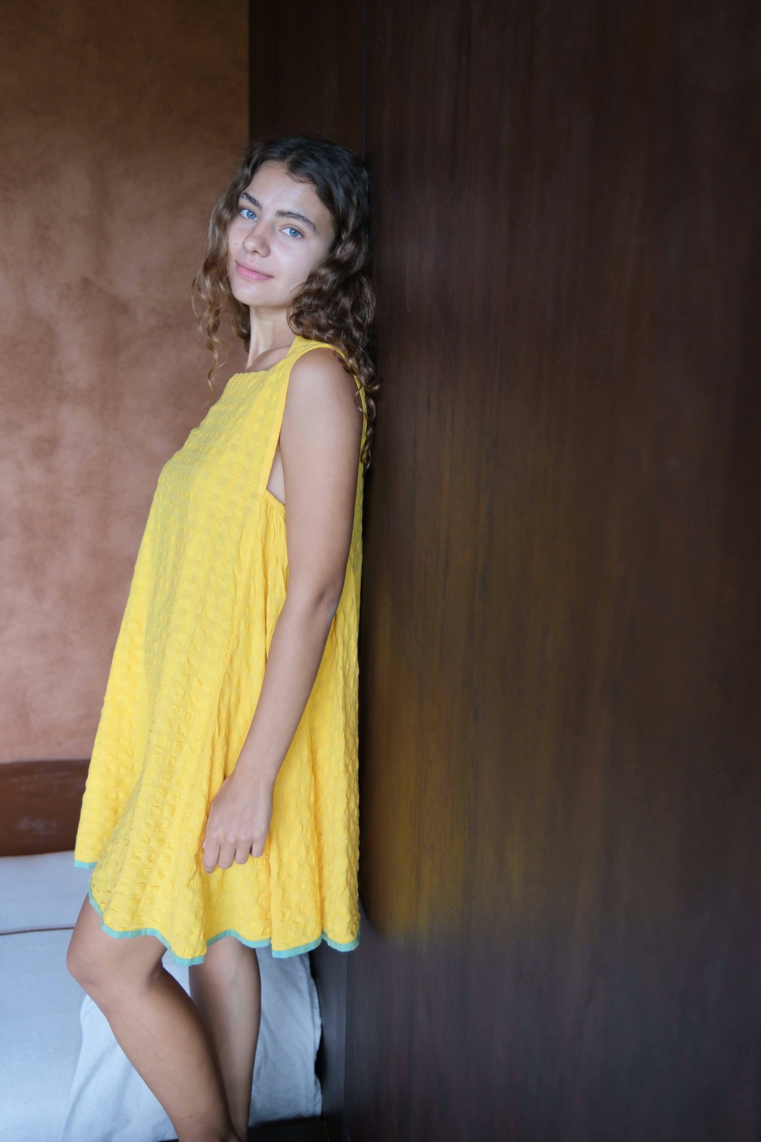 AL X CROW The Crinkly Dress - Yellow | Garmentory