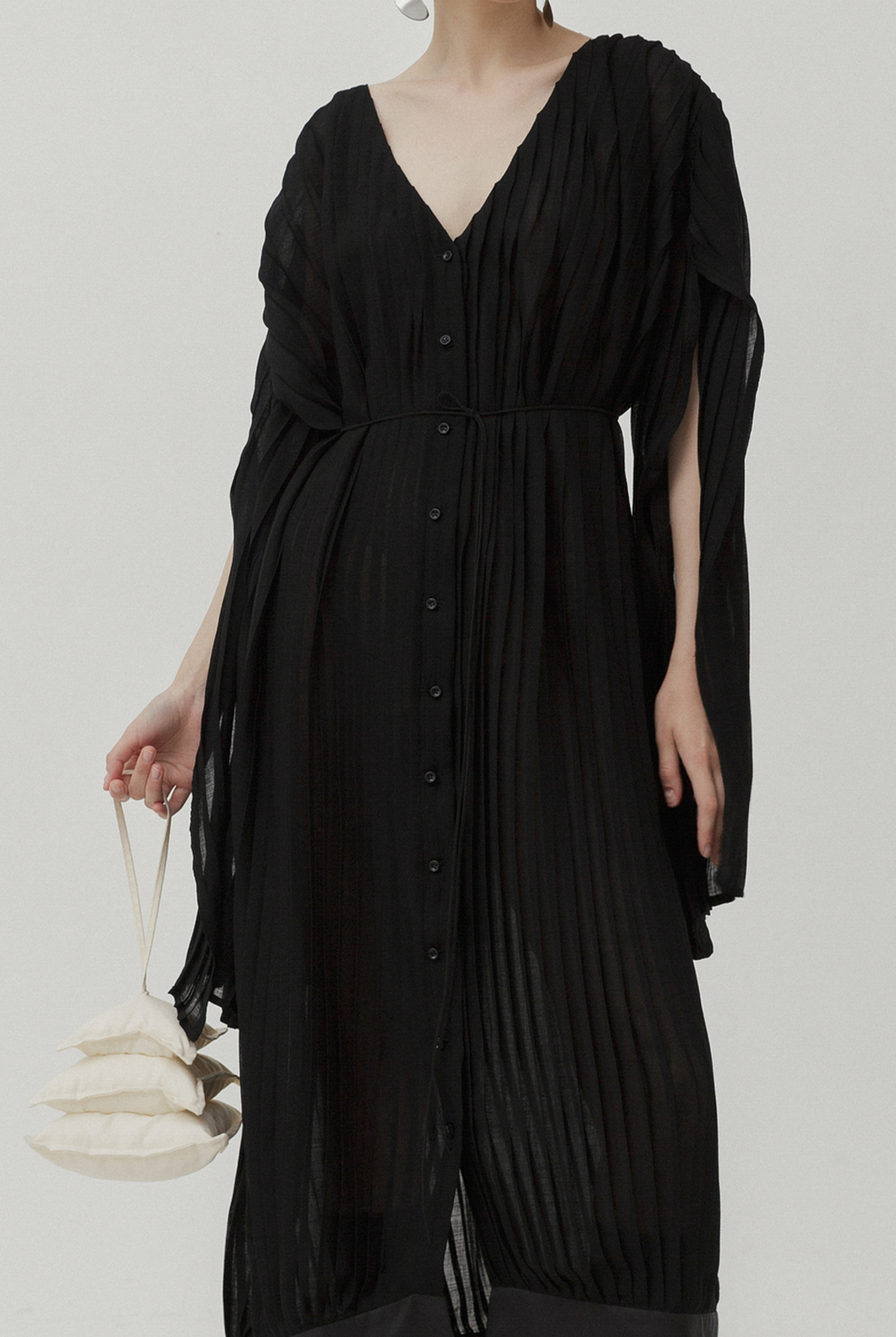 OK KINO Pleated Dress - Black | Garmentory