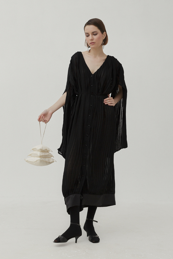 OK KINO Pleated Dress - Black | Garmentory