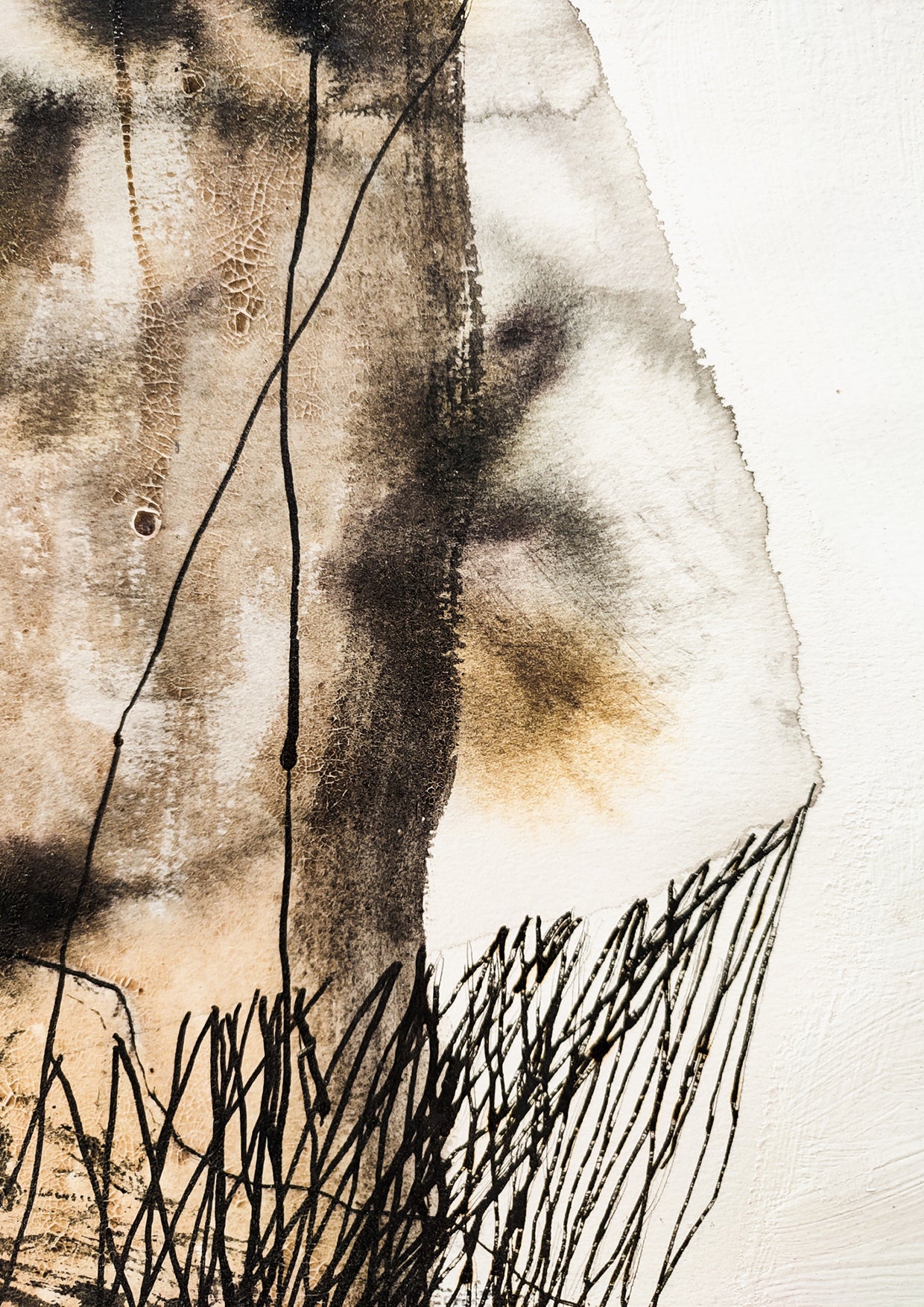 Berenik MIXED TECHNIQUES PAINTING - Cream/Black | Garmentory