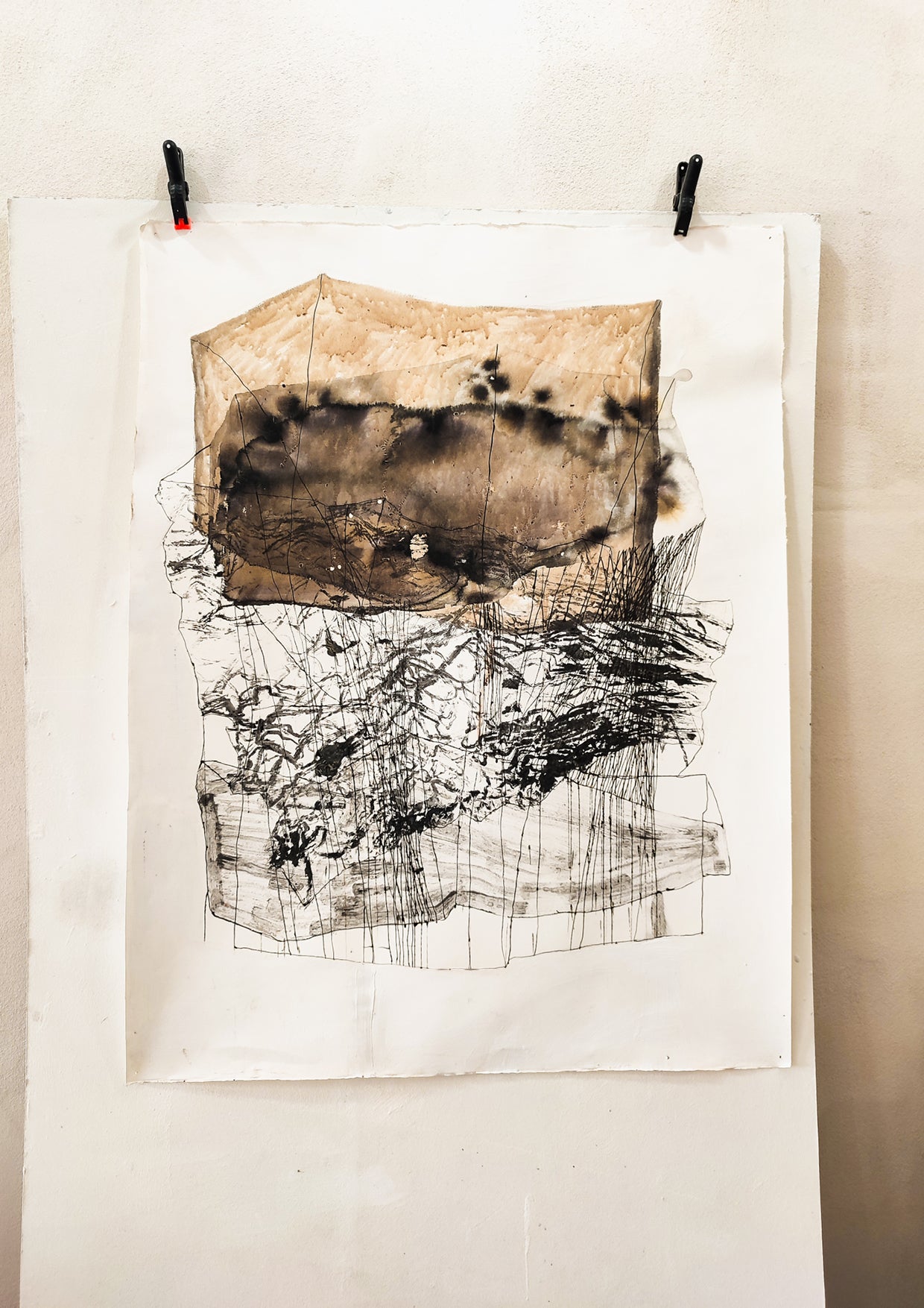 Berenik MIXED TECHNIQUES PAINTING - Cream/Black | Garmentory