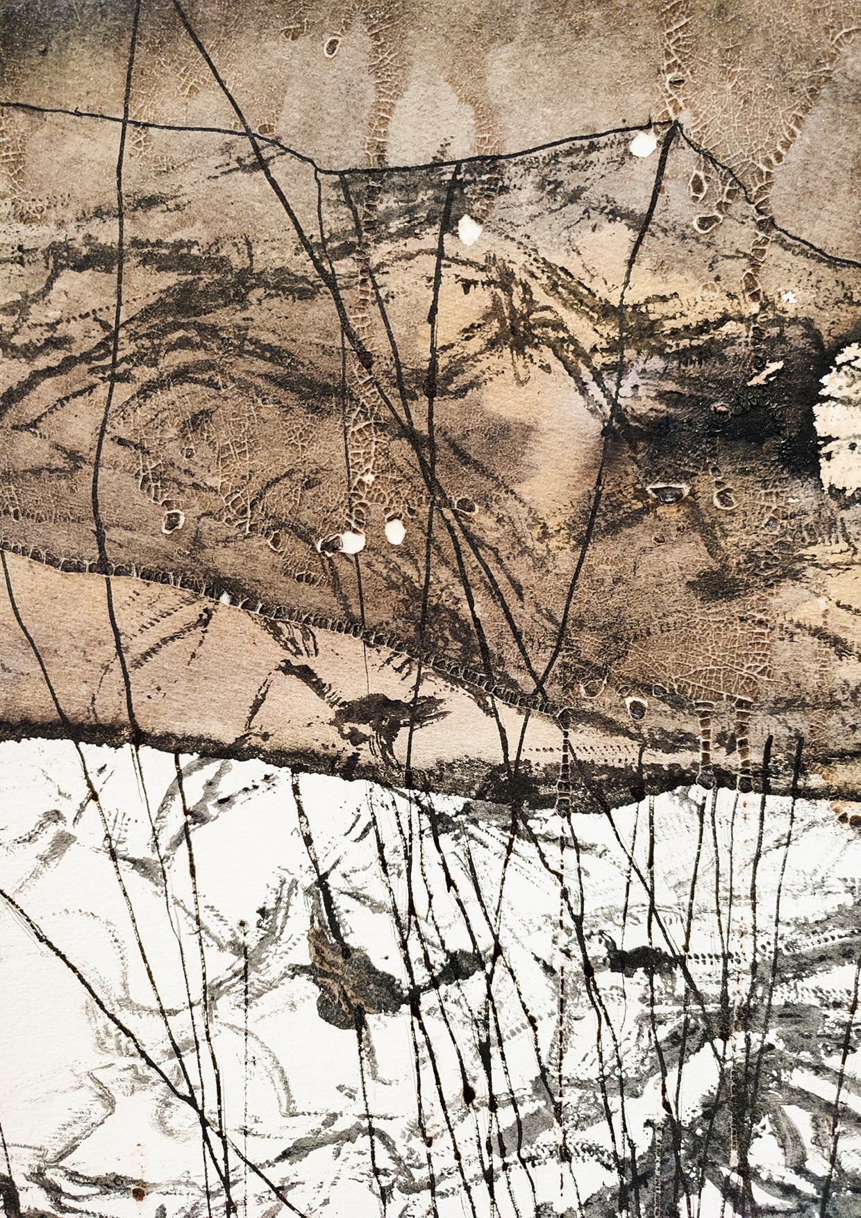 Berenik MIXED TECHNIQUES PAINTING - Cream/Black | Garmentory