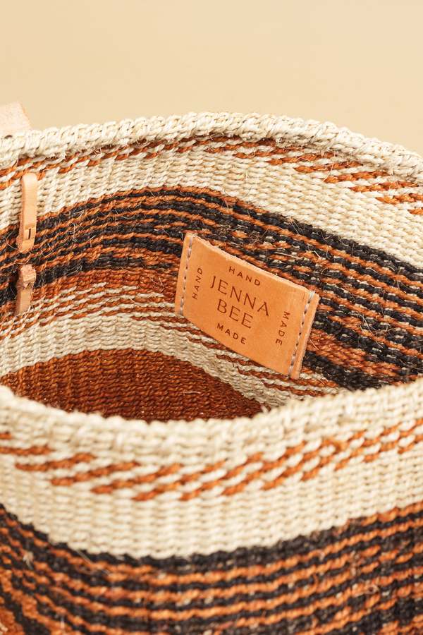 Jenna Bee Sisal Basket Bag - Brown Stripes | Garmentory