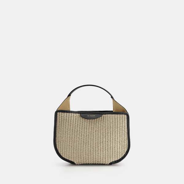 Ree Projects Black Raffia Helene Hobo Mini Crossbody - Black | Garmentory