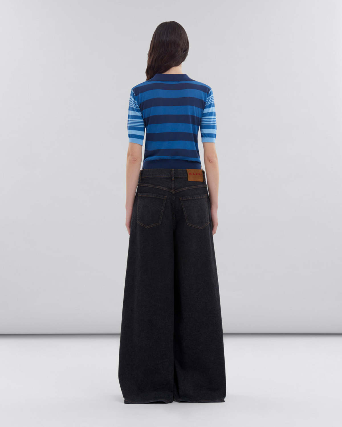 Marni Wide-Leg Jeans - Black Marble Denim | Garmentory