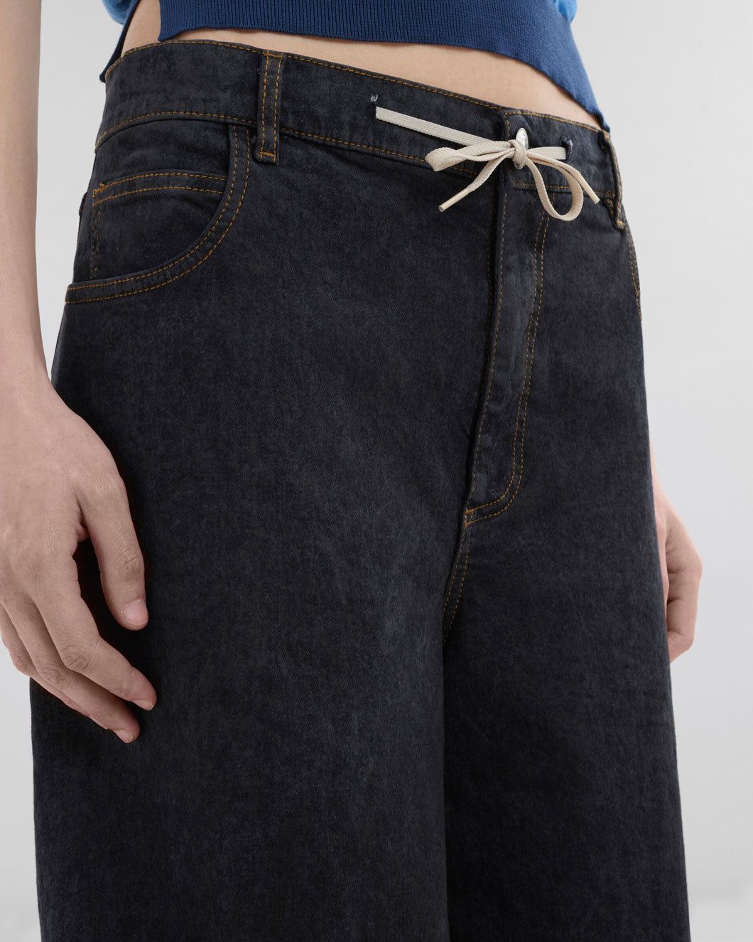 Marni Wide-Leg Jeans - Black Marble Denim | Garmentory