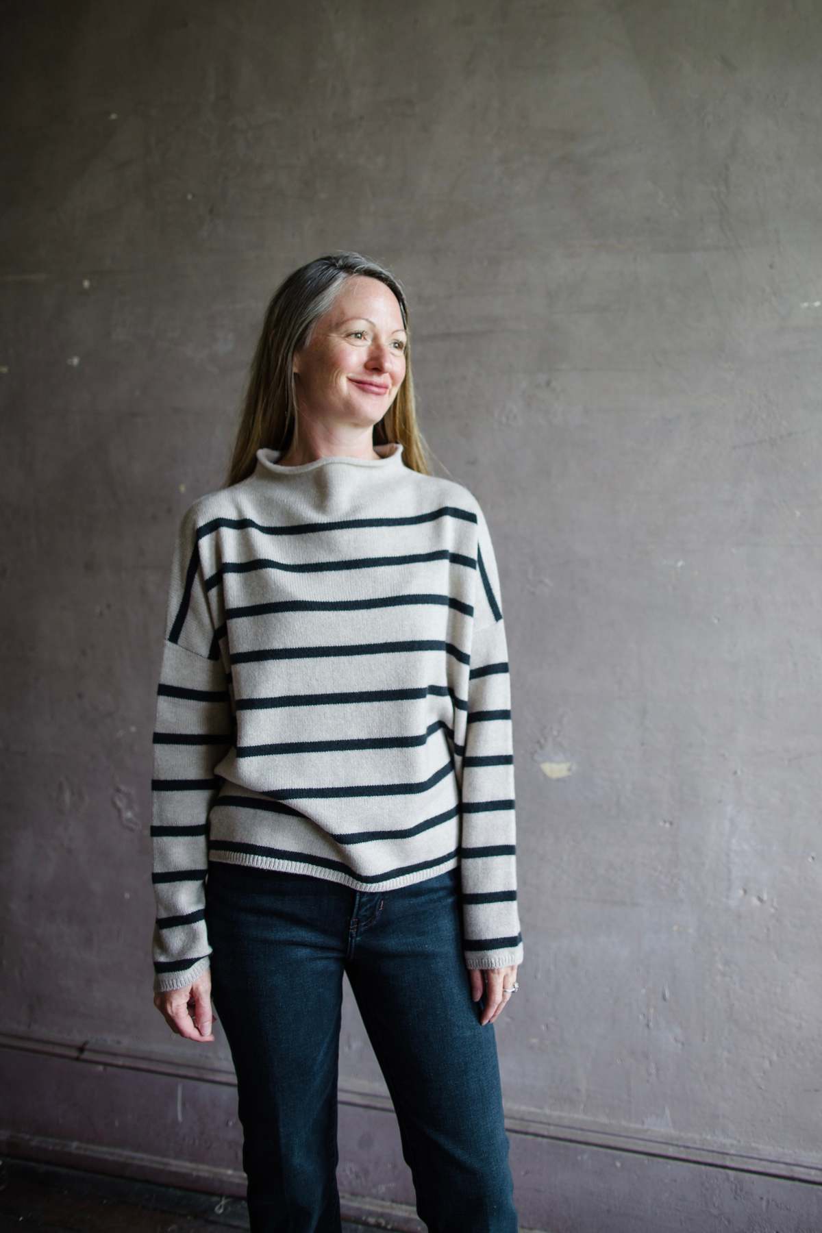 Lisa Yang Sandy Stripes Sweater - Beige/Black | Garmentory