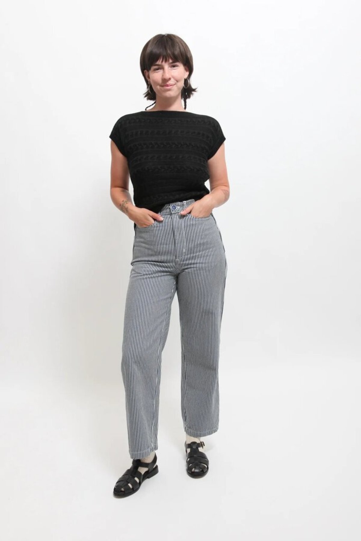 Gravel & Gold Conductor Stripe Placer Pants - Navy/White | Garmentory