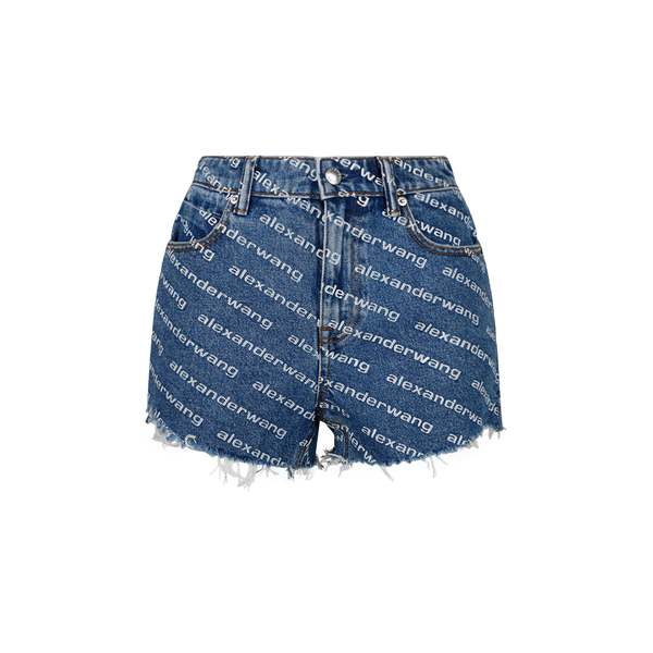 ALEXANDER WANG Bite Logo In Deep Blue Denim Short - Deep Blue Denim ...